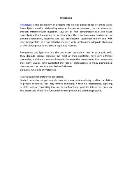 Proteolysis