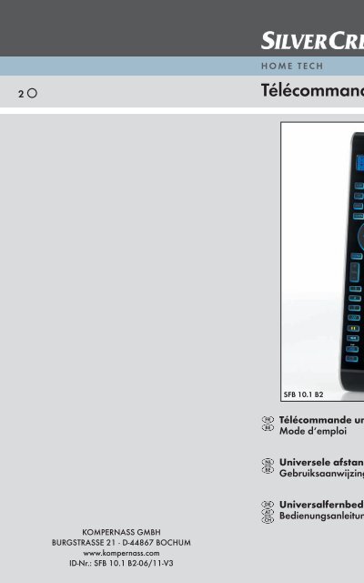 SilverCrest SFB 10.1 B2 Remote Control