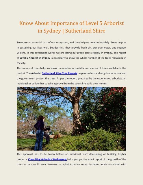 Arborist Tree Analysis Reports Eastern Suburbs