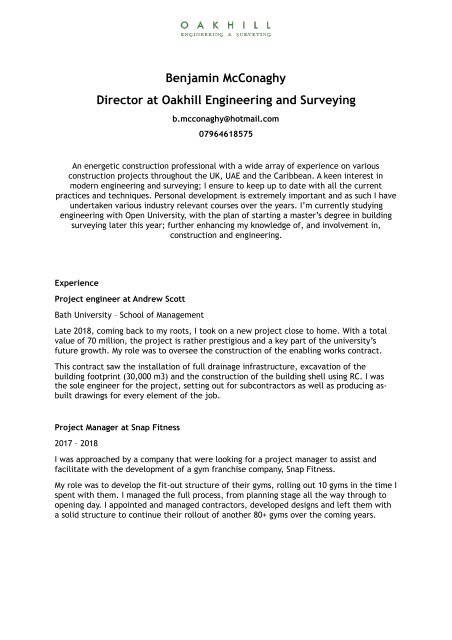 Benjamin McConaghy CV