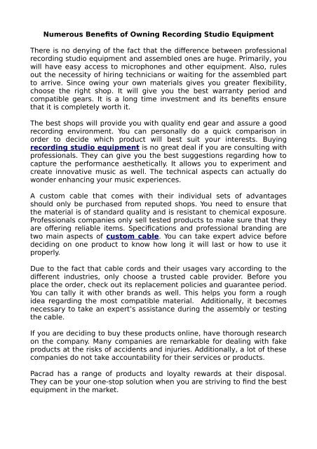 Numerous Benefits of Owning Recording Studio Equipment