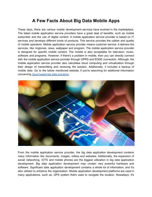 A Few Facts About Big Data Mobile Apps