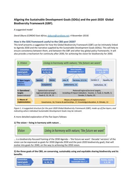 Aligning the Sustainable Development Goals (SDGs) and the post-2020 ...