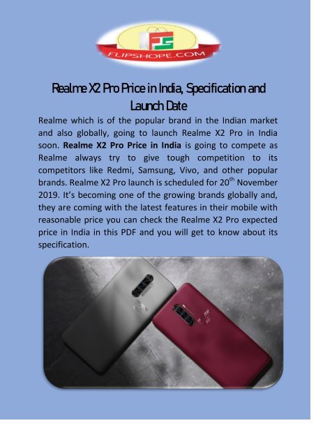 Realme X2 Pro Price in India and Launch Date