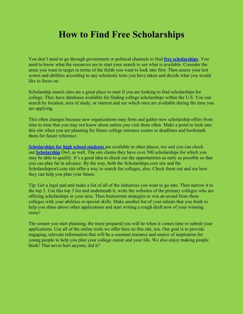 How to Find Free Scholarships