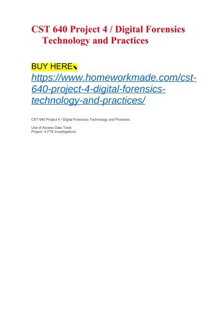 CST 640 Project 4 : Digital Forensics Technology and Practices