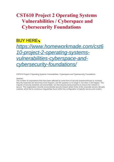 CST610 Project 2 Operating Systems Vulnerabilities : Cyberspace and ...