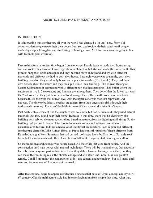 essay architecture past, present, future