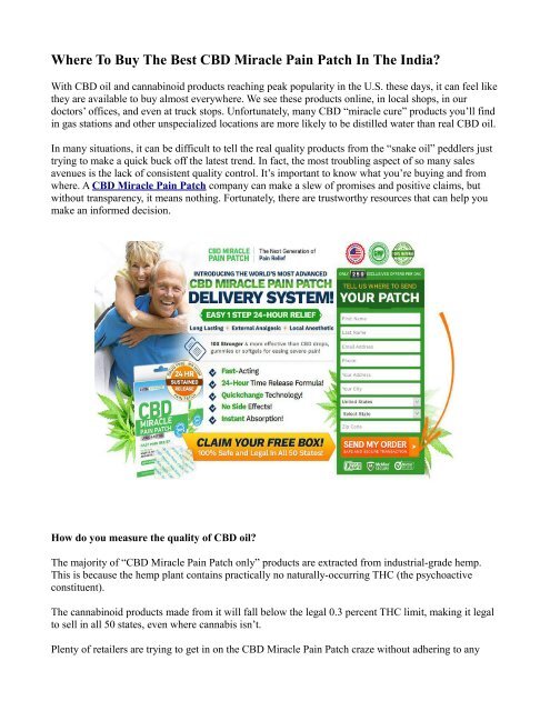 CBD Miracle Pain Patch