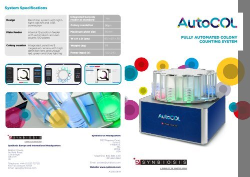 AutoCOL colony counting brochure Synbiosis