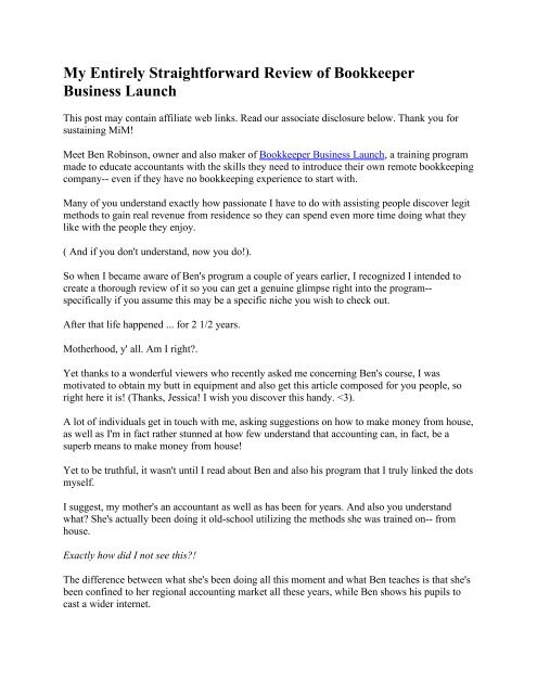 Bookkeeper Business Launch Review