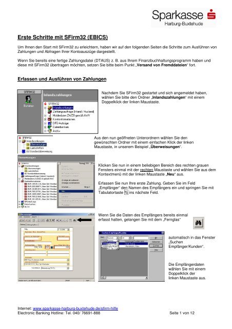 Erste Schritte mit SFirm32 (EBICS) - Sparkasse Harburg-Buxtehude