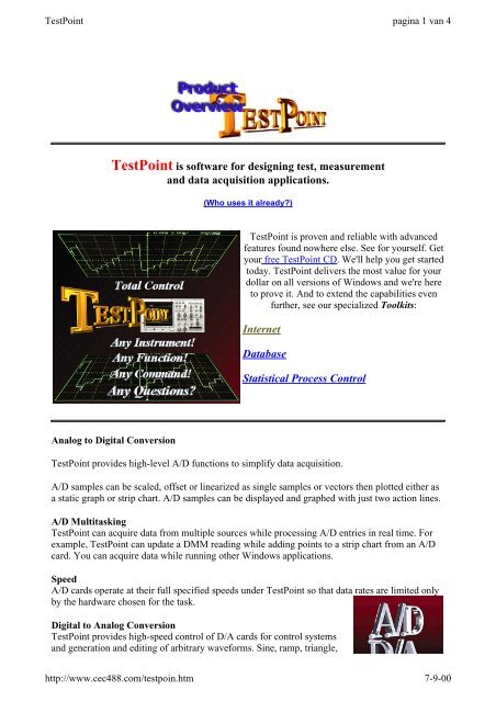 TestPoint is software for designing test, measurement - I+ME ACTIA ...