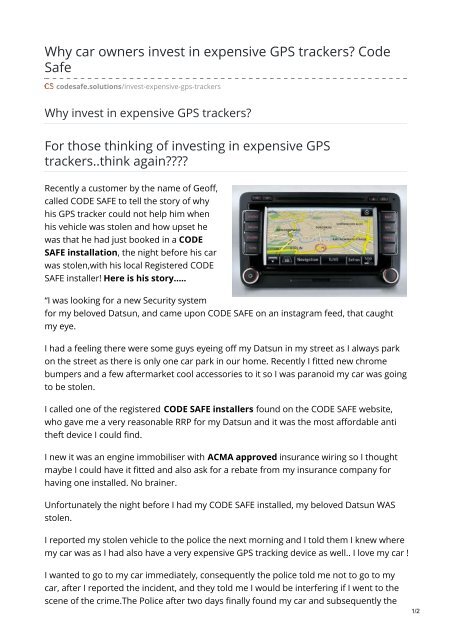 codesafe.solutions-Why car owners invest in expensive GPS trackers Code ...