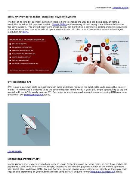 BBPS API Provider in India ! Bharat Bill Payment System