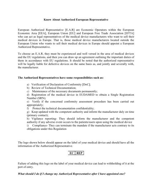 Know About Authorized European Representative