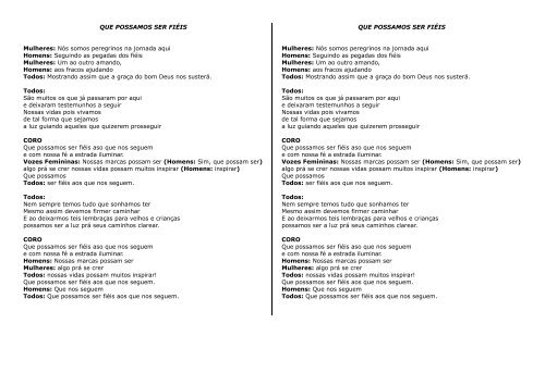 QUE POSSAMOS SER FIÉIS