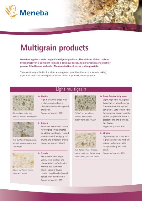 Multigrain products - Meneba