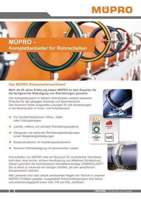 MÜPRO Komplettangebot für Rohrschellen AT