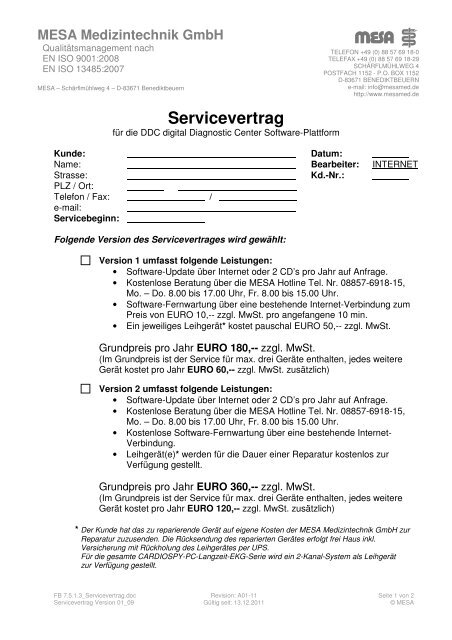 Servicevertrag - Mesa