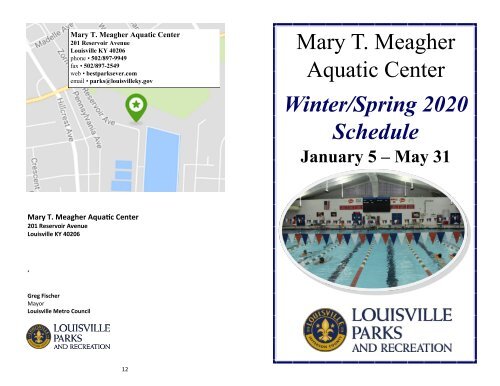 Mary T. Meagher Aquatic 2020 Winter/Spring Schedule