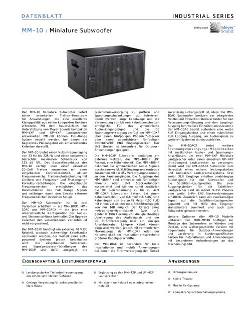 MM-10 : Miniature Subwoofer - Meyer Sound