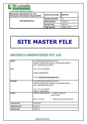 Site master file guidelines
