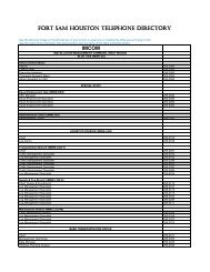fort sam houston directory - Fort Sam Houston Military Relocation ...