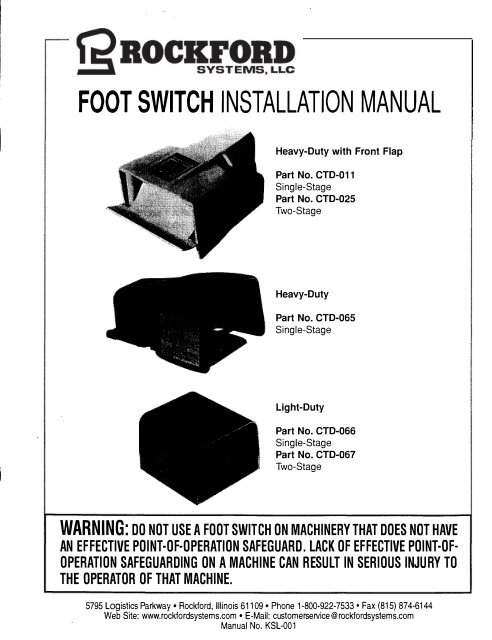 KSL-001 | Foot Switch Installation Manual