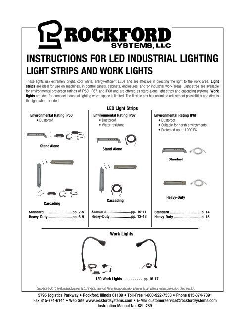 Instructions for Led Industrial Lighting Light Strips and Work Lights ...