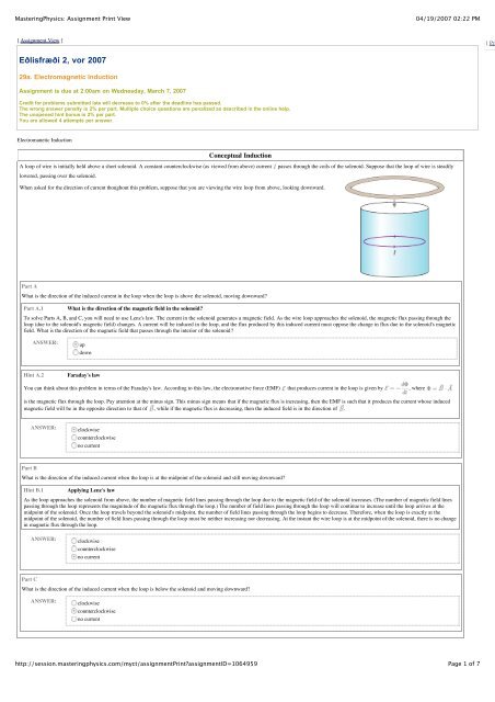 MasteringPhysics: Assignment Print View