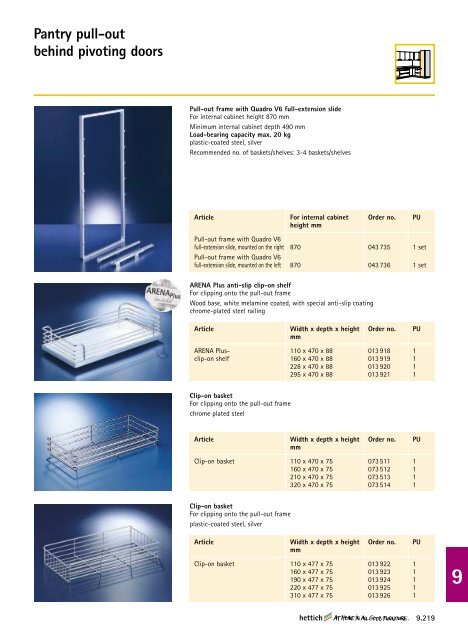 Pantry pull-out behind pivoting doors Assembly - Hettich