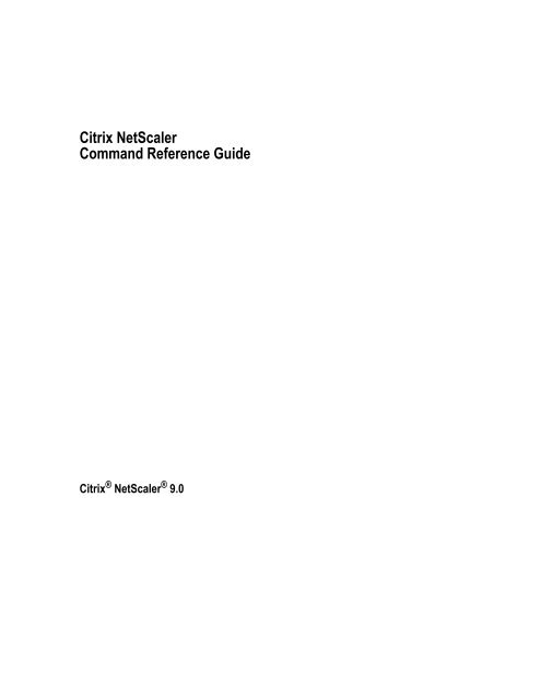 Citrix Netscaler Command Reference Guide Citrix Knowledge