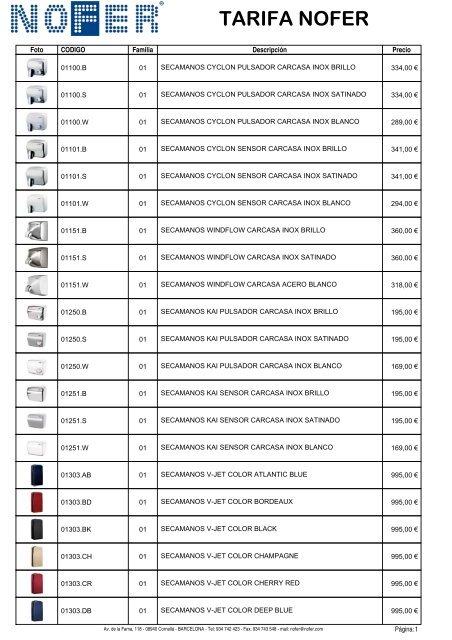 Nofer - Tarifa - 2019 - General