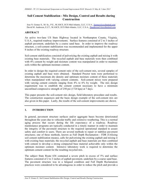 Soil Cement Stabilization - Mix Design, Control and Results During ...