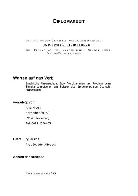 Warten auf das Verb - Ne vous donnez pas pour but d´être