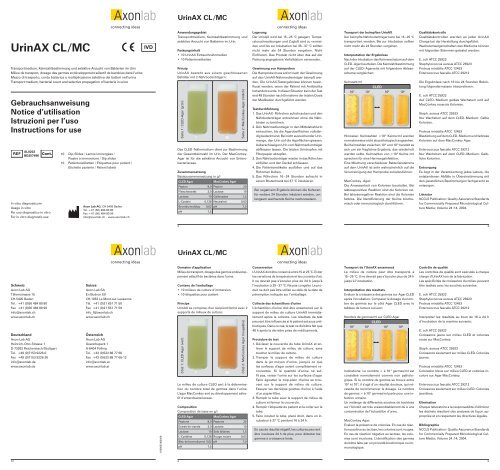 Urinax CL/MC - Axon Lab AG