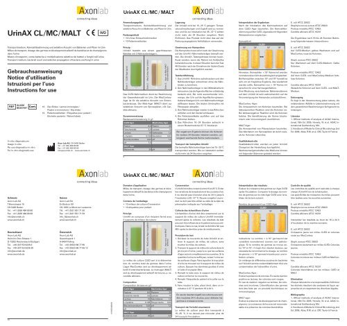 Urinax CL/MC/MALT - Axon Lab AG