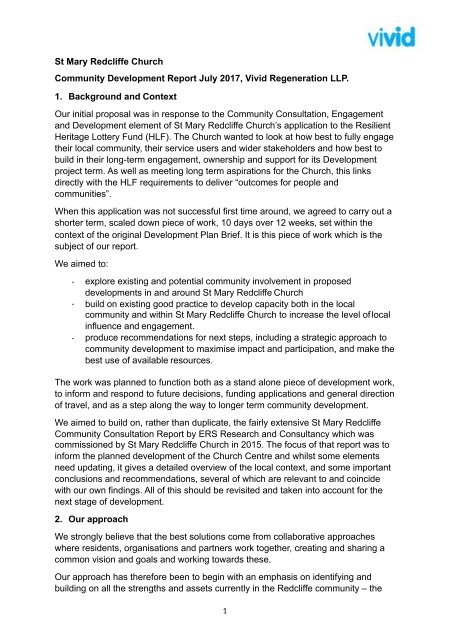 St Mary Redcliffe Community Development Report