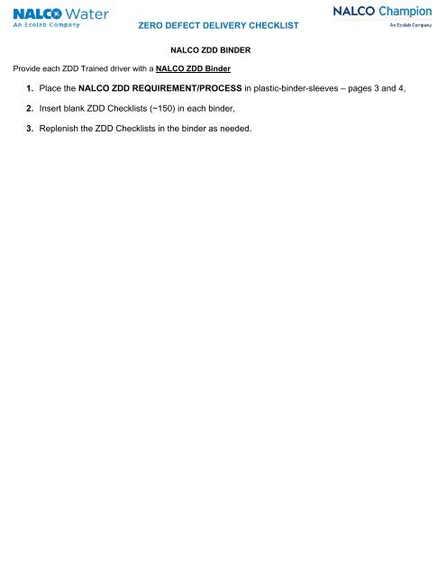 ZDD Checklist with Delivery Requirements 2018