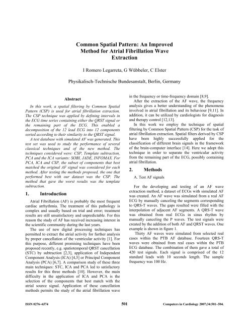 Common Spatial Pattern Computing In Cardiology 4700