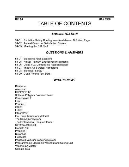 TABLE OF CONTENTS - Air Force Surgeon General