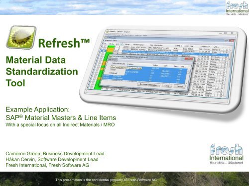 Refresh Material Standardization Overview - Fresh International