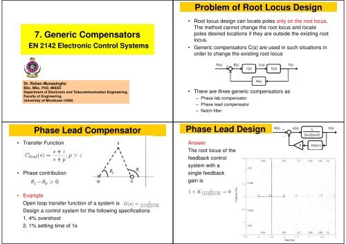 Phase Lead Compensator Design - Department of Electronic ...
