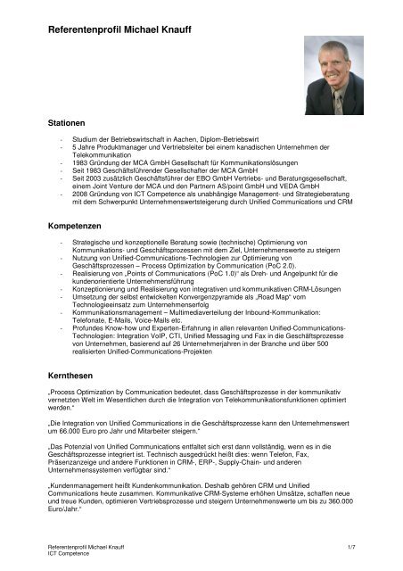 Referentenprofil Michael Knauff - Knauff ICT Competence