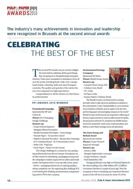 Pulp & Paper International Dec 2010 - Strathcona Paper Company