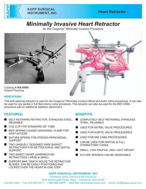Minimally Invasive Heart Retractor - Kapp Surgical Instruments, Inc.