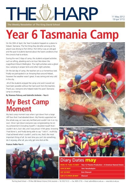 Year 6 Tasmania Camp - Principal's Welcome