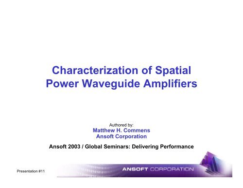 Presentation - Characterization of Spatial Power Waveguide Amplifiers