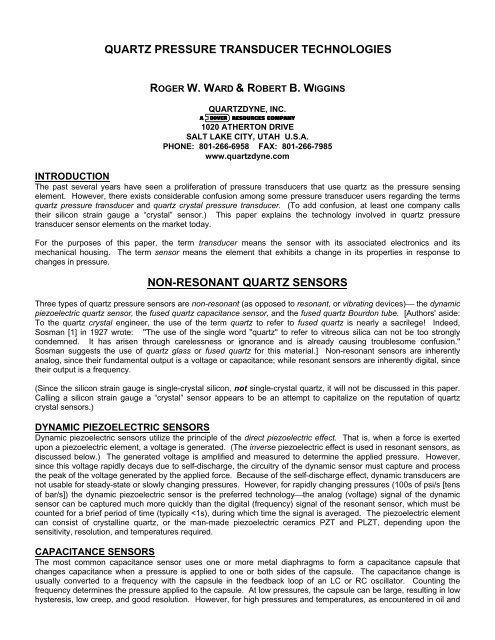 Quartzdyne Transducer